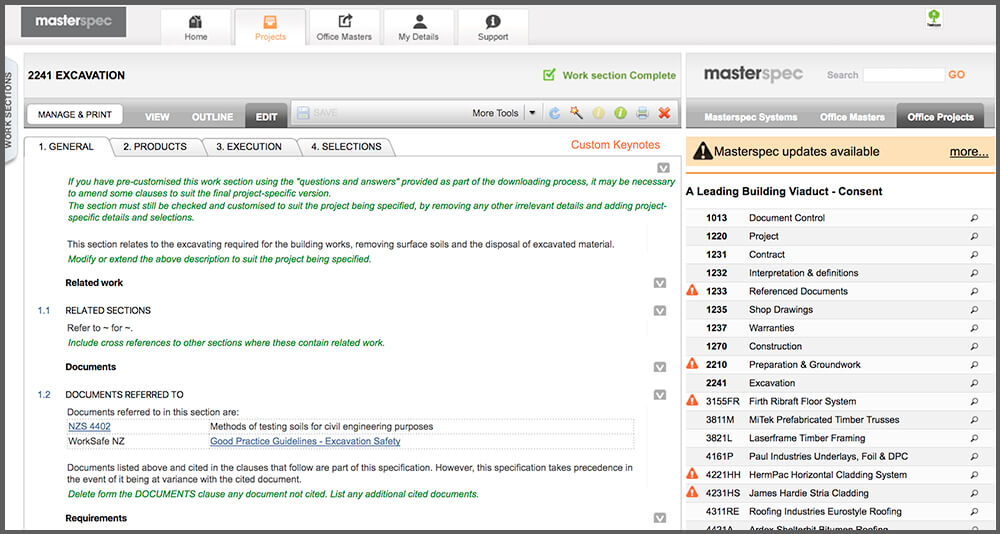 Cloning a Work Section - Masterspec